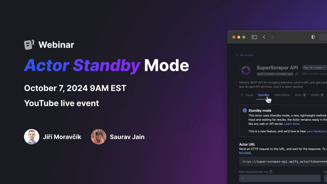 Actor Standby Mode Webinar · Apify