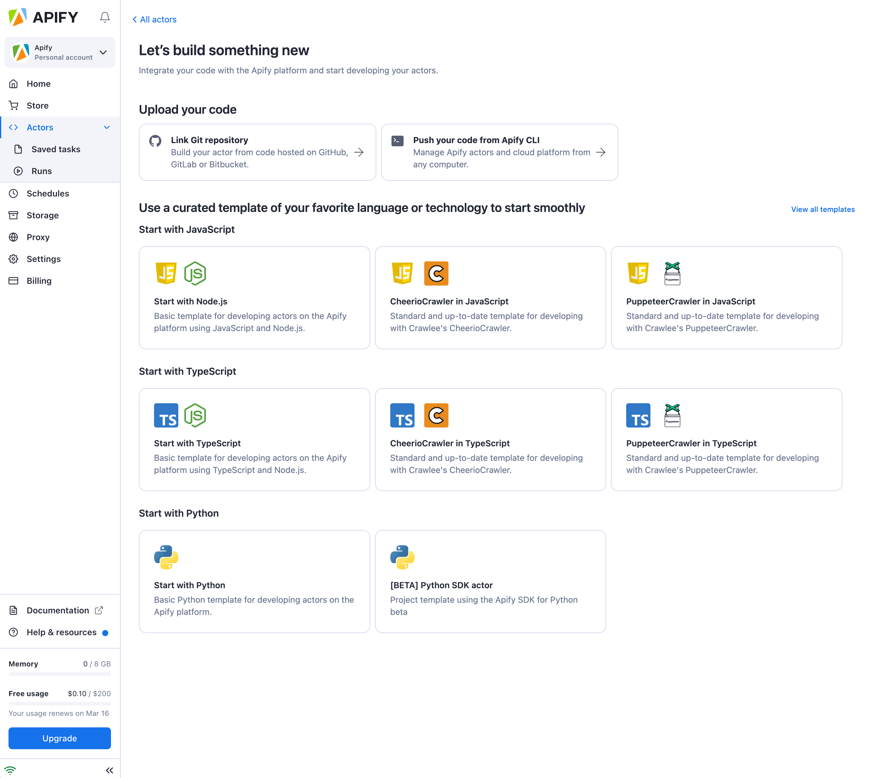 A better way to create actors · Change log · Apify